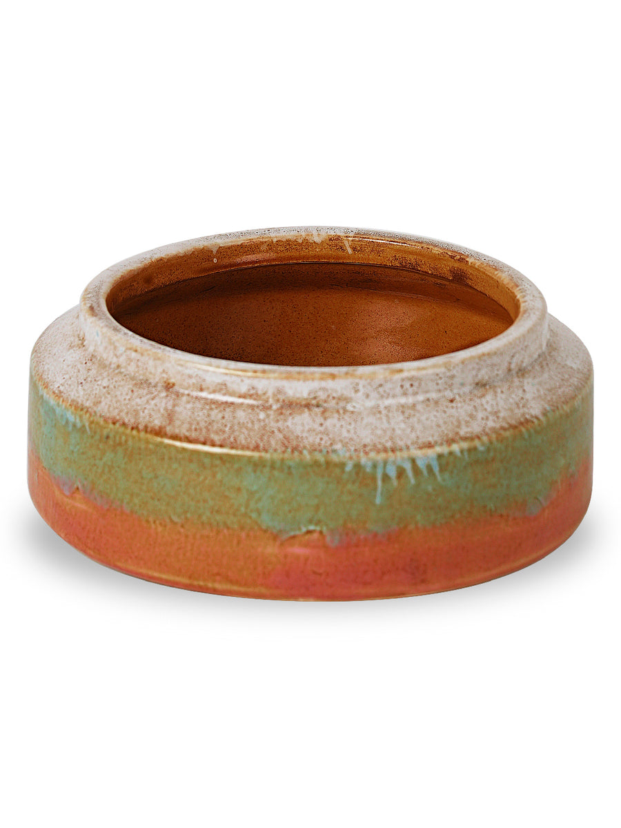 Two tone shallow ceramic vase – Gaia Pottery In