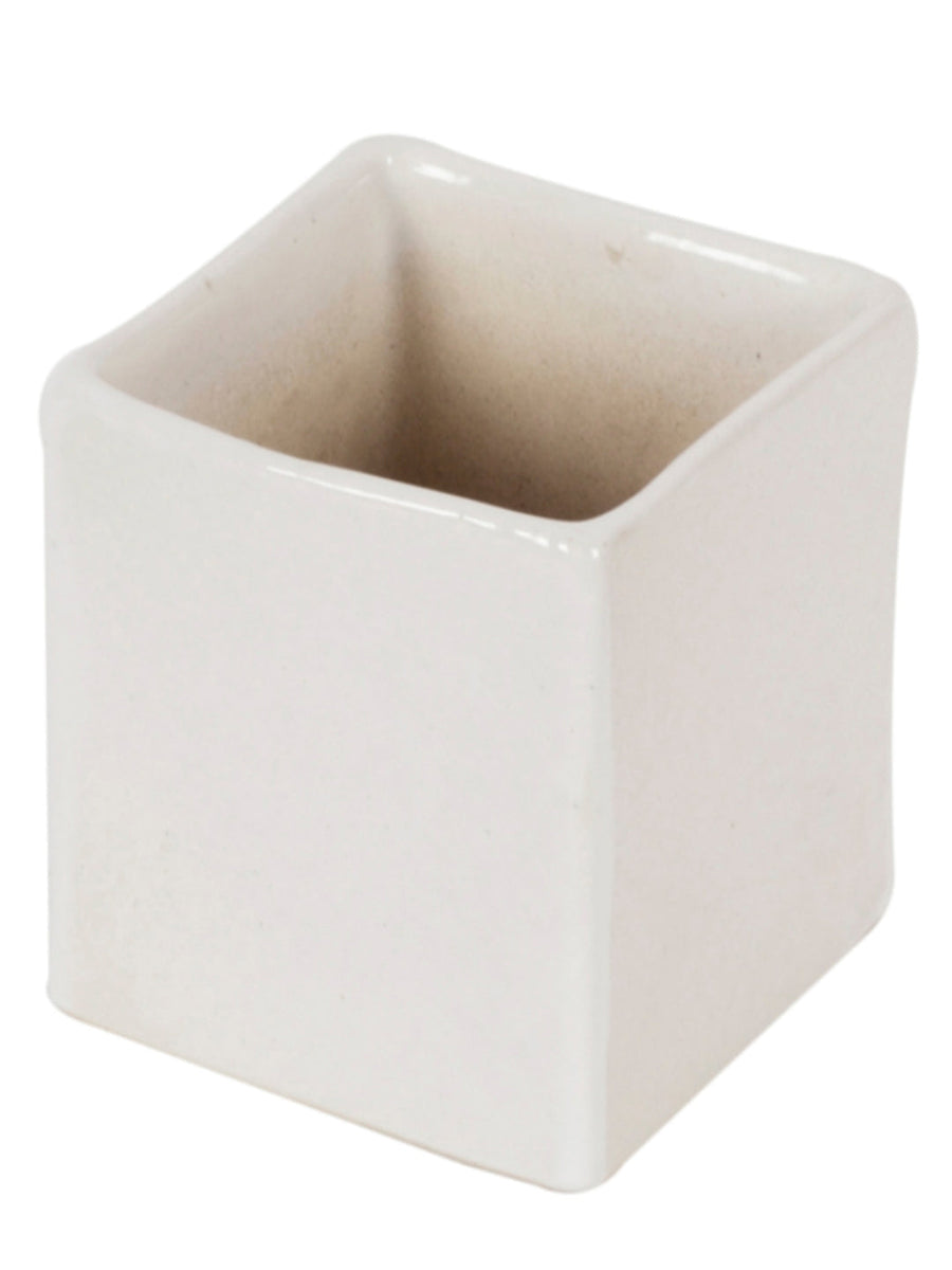 Glazed white ceramic white table top pot – Gaia Pottery In